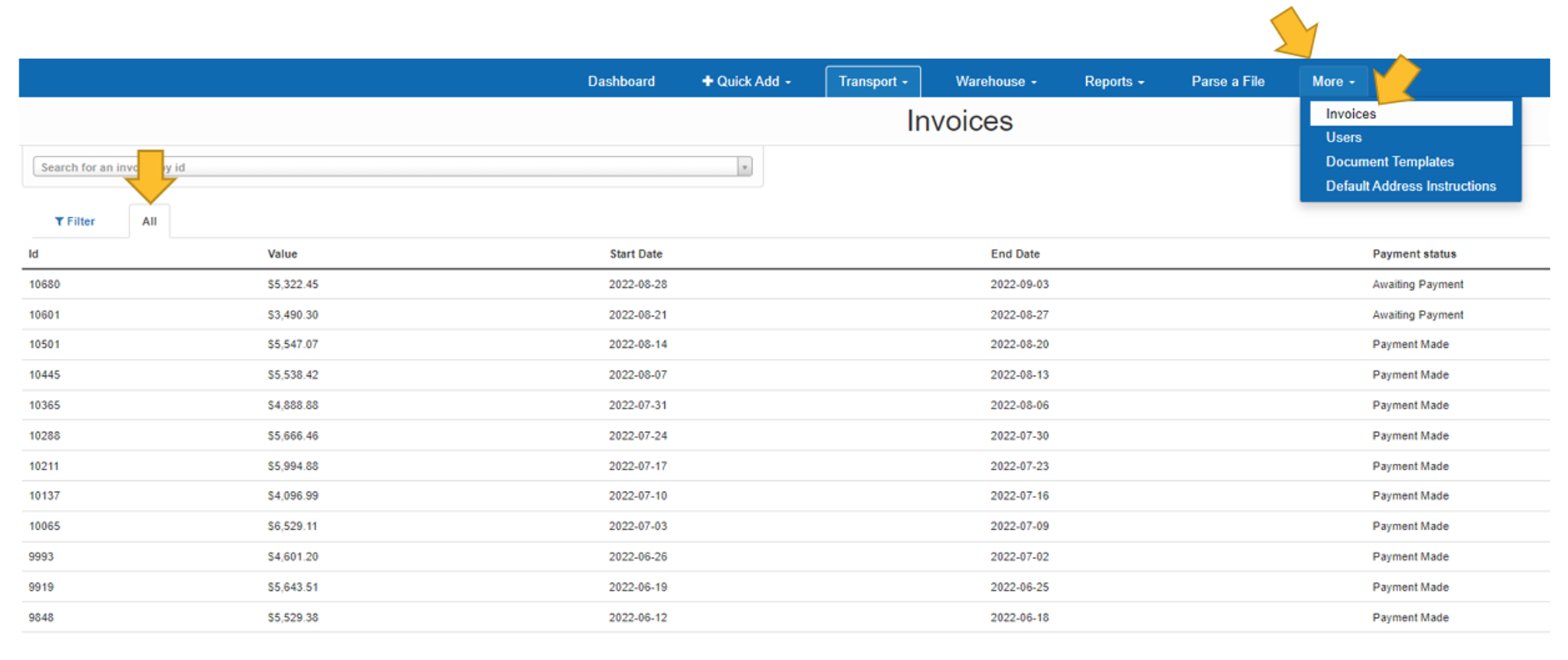 How To View Your Invoices - Peter Sadler Removals