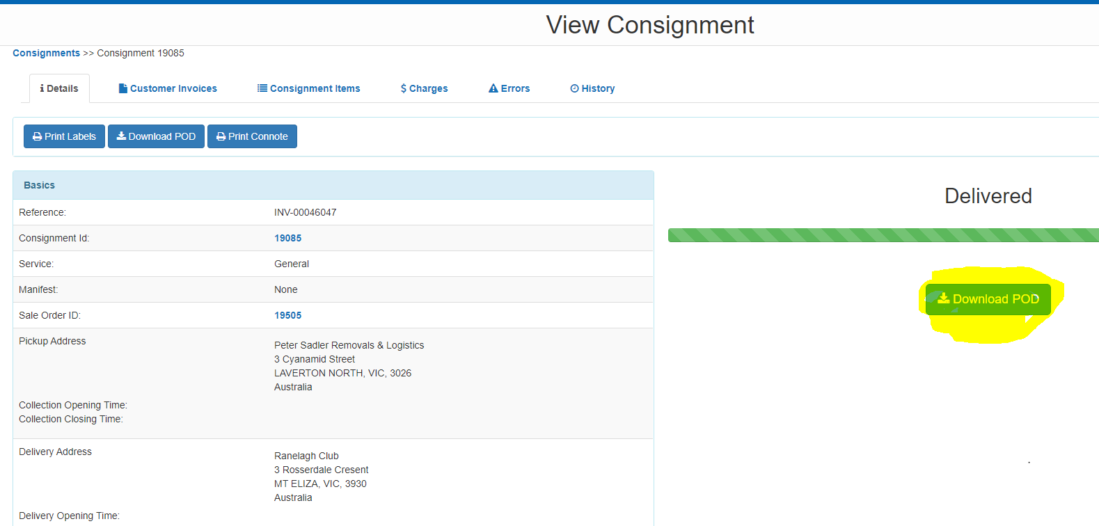How To Download/Check a POD - Peter Sadler Removals